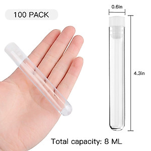 Temedon 100pcs Test Tubes, 16x100mm(10ml) Plastic Test Tubes with Caps for Lash Wands, Scientific Experiments, Plant Propagation