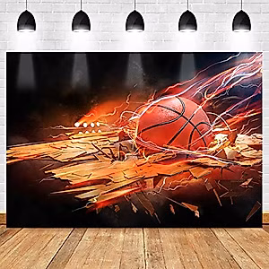 Basketball Flame Backdrop for Party Photography MEETSIOY Intense Basketball Breaks Through The Violent Basketball Aesthetics Background Basketball Fans Party Decorations Banner 7x5ft LSMT1243