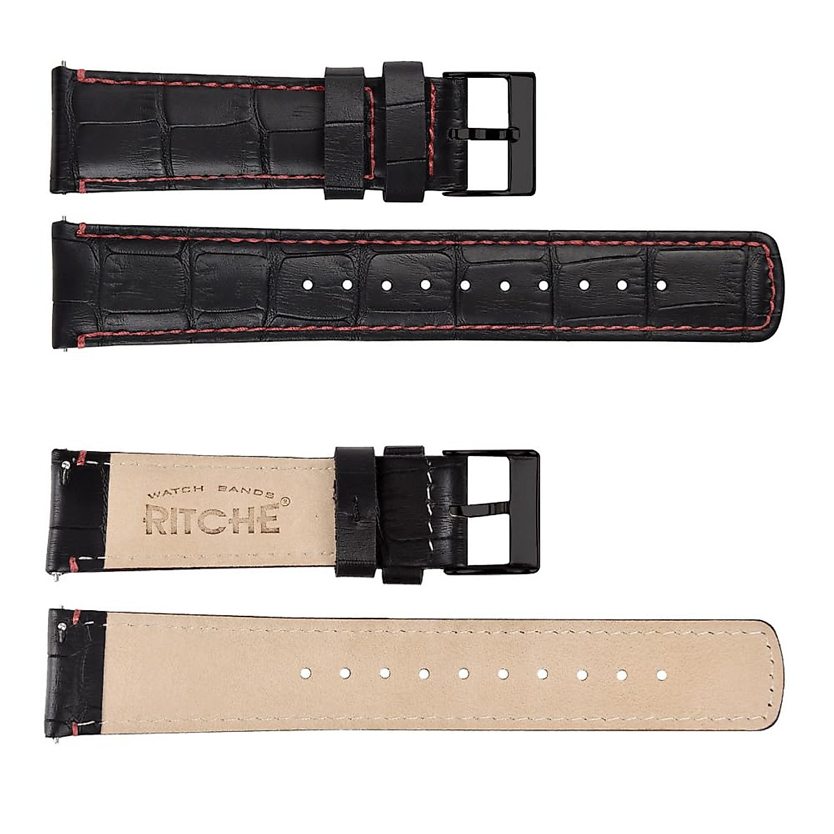 Ritche Christmas Gift 24mm Alligator Grain Watch Band Alligator Leather Watch Strap Quick Release Watch Bands for Men Women, White Elephant Gifts, Stocking Stuffers for Men