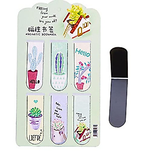 Tsugar 6pcs /Set Freshing Green Plants Succulent Cactus Magnetic Books of Supply Office School Page Marker Stationery Bookmarks