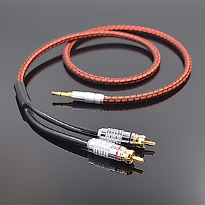 Primeda Audiophile Audio Cable Stereo 3.5mm Male to 2 RCA Male Red for Smartphone, MP3,CD, Tablets, Speakers,Home Theater,HDTV (Straight 3.5mm (3 Feet))