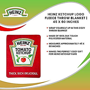 Heinz Ketchup Logo Plush Throw Blanket | Cozy Sherpa Wrap Covering for Sofa, Bed | Super Soft Lightweight Fleece Blanket | Geeky Home Decor | 45 x 60 Inches