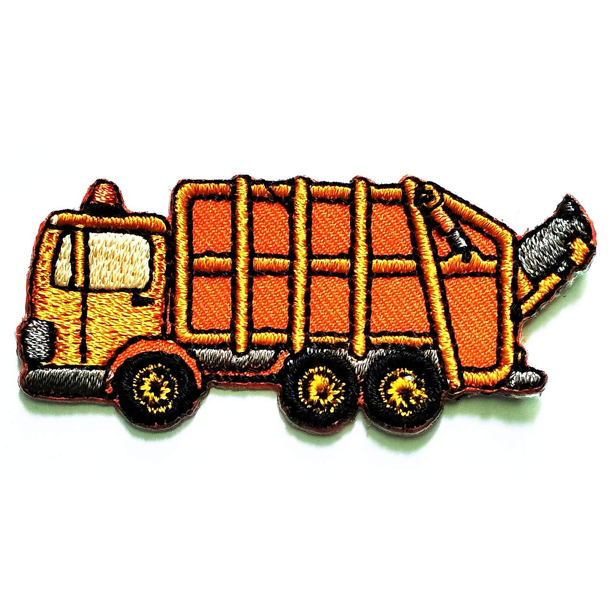 Set 3 Pcs Mini Small Orange Garbage Dump Truck Iron On Patches Cartoon Kids Sew On Appliques Embroidered Patch Badge Decorate Repair Patches for Hats Jackets Shirts Vests Shoes Jeans (21)