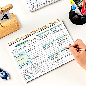 JUBTIC Weekly Planner Notepad with Pen - 52 Undated Weekly Calendar Pad Desk Planner Weekly To Do List Notepad Planning Pad Academic Planner Notebook Habit Tracker Journal Teacher Planner Organize Schedule Goals for Personal Life and Work -7" x 10"