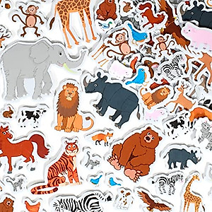 READY 2 LEARN Foam Stickers - Animals - Pack of 168 - Self-Adhesive Stickers for Kids - 3D Puffy Animal Stickers for Laptops, Party Favors and Crafts