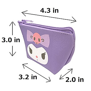 Sanrio Kuromi Face Boat Type Cosmetics Small Pouch Bag 4.3 in (W) × 3 in (H) × 2 in (D)