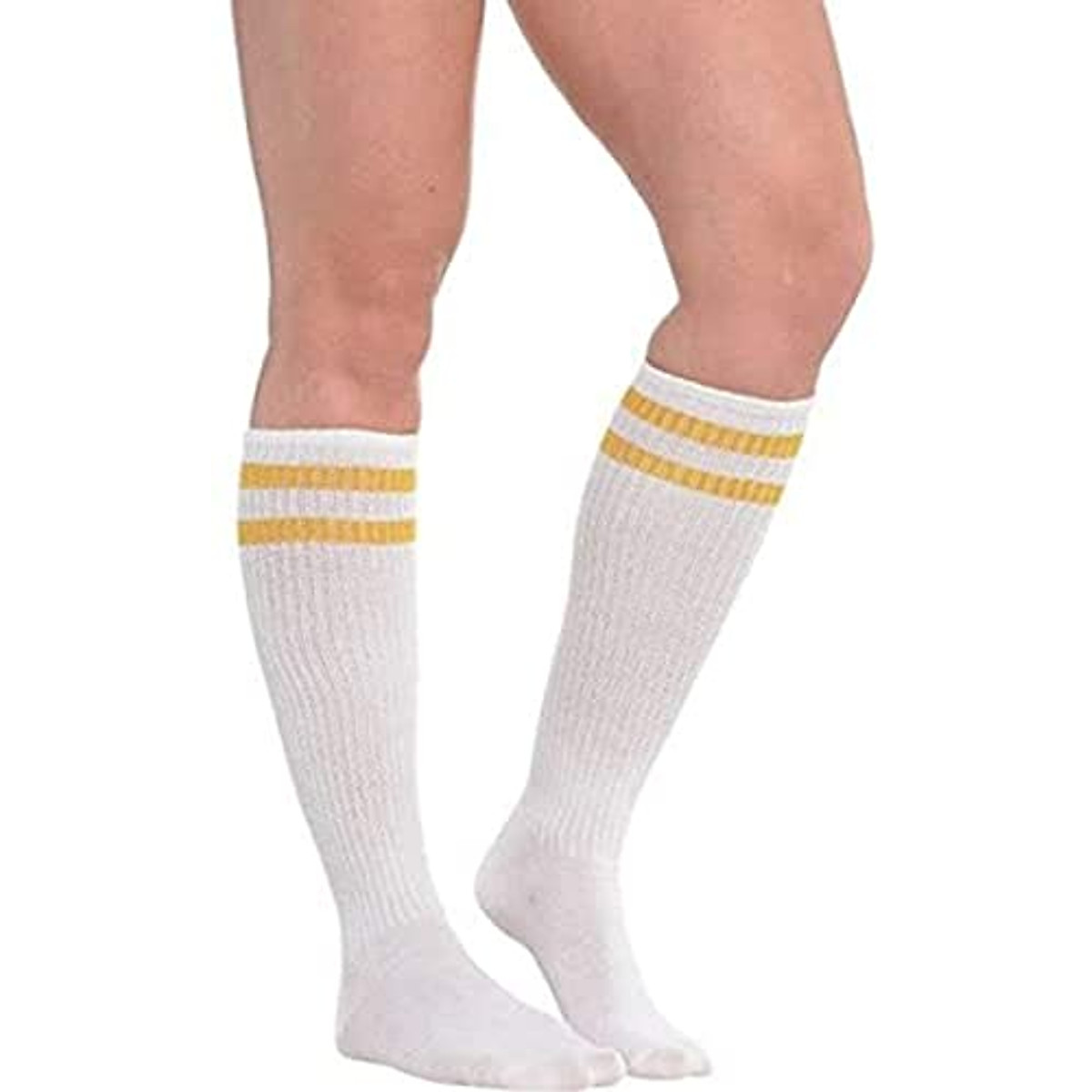 Amscan Striped Knee High Socks-2 Pcs, One Size, Gold