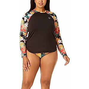 hurley Womens UPF 50+ Long Sleeve Rashguard (as1, Alpha, m, Regular, Regular, Caribbean Dreamin)