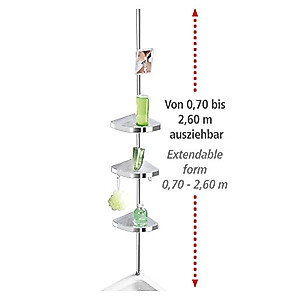WENKO 22124100 Telescopic Shower Corner Element Premium, 10.8 x 27.6-102.4 x 7.9 inch, Shiny