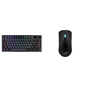 ASUS ROG Azoth 75% Wireless DIY Custom Gaming Keyboard, OLED Display, Three-Layer Dampening & ROG Harpe Ace Aim Lab Edition Gaming Mouse, 54 g Ultra-Lightwieght, Connectivity