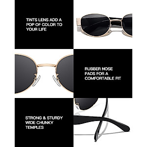 SODQW Retro Oval Sunglasses for Women, 90s Vintage Designer Ladies Shades Trendy Fashion Sun Glasses