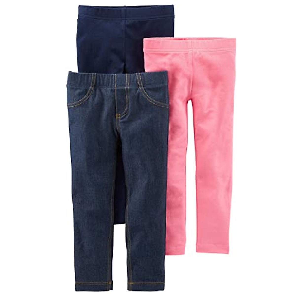 Simple Joys by Carter's Baby Boys' 3-Pack Leggings, Navy/Pink/Denim, 6-9 Months