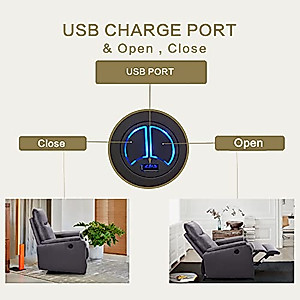 Electric Power Recliner Chair with USB Port,Fabric Ergonomic Lounge Single Sofa Seat Chair,Home Theater Seating with Recliner Function for Small Room 35.4" D x 30" W x 39.8" H