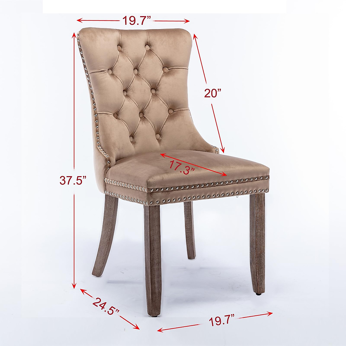 TUNGTAR High End Designer Dining Chair Set of 2,Parson's Chairs with Solid Wood Legs for Kitchen Dining Room Living Room Bedroom,Gray(Set of 2) (Khaki, SW2001KK)