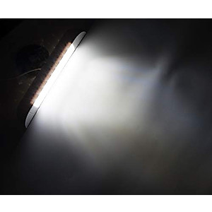 Raycharm 10" RV & Marine Boat LED Awning Porch Utility Light Fixture, 40° Down Angle Beam, 6000K Cool-White Super Bright, 12V/24V DC, High Light-Output Low Ampere Draw, Waterproof White Finish, 2-Pack