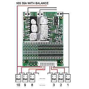 36V 35A 10Series Cell Li Ion Batteries PCB Board with Balancing Overcharge for Li-ion Battery Cell Pack, Ternary, Manganese and Cobalt Batteries