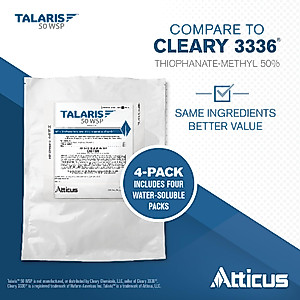 Talaris 50 WSP Fungicide (4 x 8 oz Packets) by Atticus (Compare to Cleary 3336) - Controls Dollar Spot, Brown Patch, Rusts, Blights, and Molds - Thiophanate-Methyl 50%