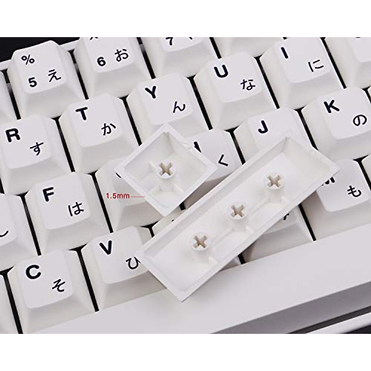 Gliging 135 Keys PBT Japanese Keycaps Cherry Profile DYE-Sub White Theme Minimalist Style Suitable for Mechanical Keyboard