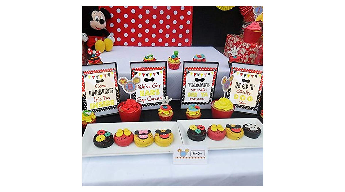 Mickey Mouse Party Signs Set of 4 - Birthday Decorations