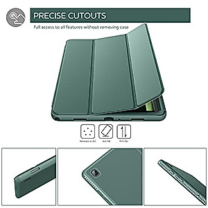 SURITCH Case for Samsung Galaxy Tab A7 10.4" (SM-T500/T505/T507), [Built in Screen Protector][Auto Sleep/Wake] Lightweight Leather Case Full Body Smart Cover with Magnetic Trifold Stand-Midnight Green