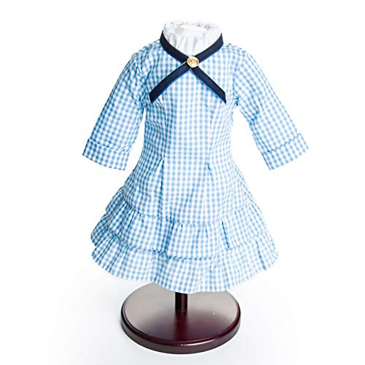 The Queen's Treasures 18 Inch Doll Clothes, Little House on The Prairie Authentic Laura & Mary Ingalls Blue Check Dress Outfit , Compatible for Use with American Girl Dolls