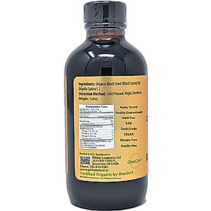 Organic Black Seed Oil 4oz - Cold Pressed Unrefined High Thymoquinone 1.7% USDA Certified - Turkish Origin Potent Nigella Sativa Liquid - Vegan Omega 3 6 9, Antioxidant Immune Boost Joints Skin Hair