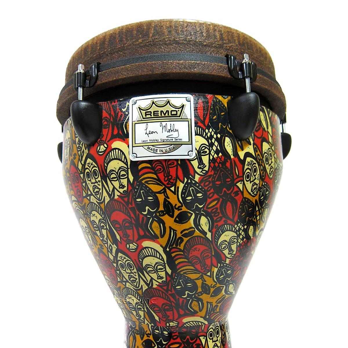 REMO Djembe, MONDO(TM), Key-Tuned, 12" x 24", SKYNDEEP® FIBERSKYN®, Contour Tuning Brackets, Multi-Mask Finish