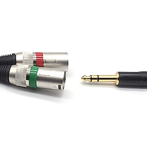 SiYear 10FT 6.35mm (1/4inch) TRS Male Plug to 2 Dual XLR Male Stereo Unbalanced Y Splitter Patch Microphone Cable Cord （3M）