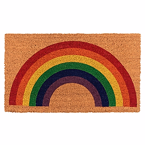 KAF Home New Coir Doormat, Heavy-Duty, Weather Resistant, Non-Slip PVC Backing, Indoor and Outdoor Use, Rainbow