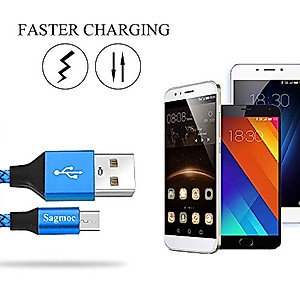 Micro USB Charger Cable Blue - Sagmoc Android Charging Cord Nylon Braided 5 Pack 2FT 3FT 6FT 6FT 10FT for Samsung S7 S6 Edge, Kindle, Note 5, Android Smartphone, MP3, Tablet and More