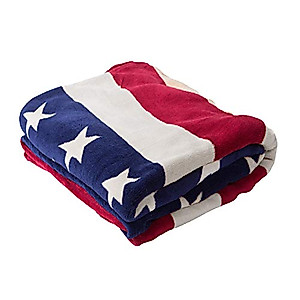 Oversized USA Flag Fleece Throw Blanket, 60 inch x 80 inch Red/White/Blue