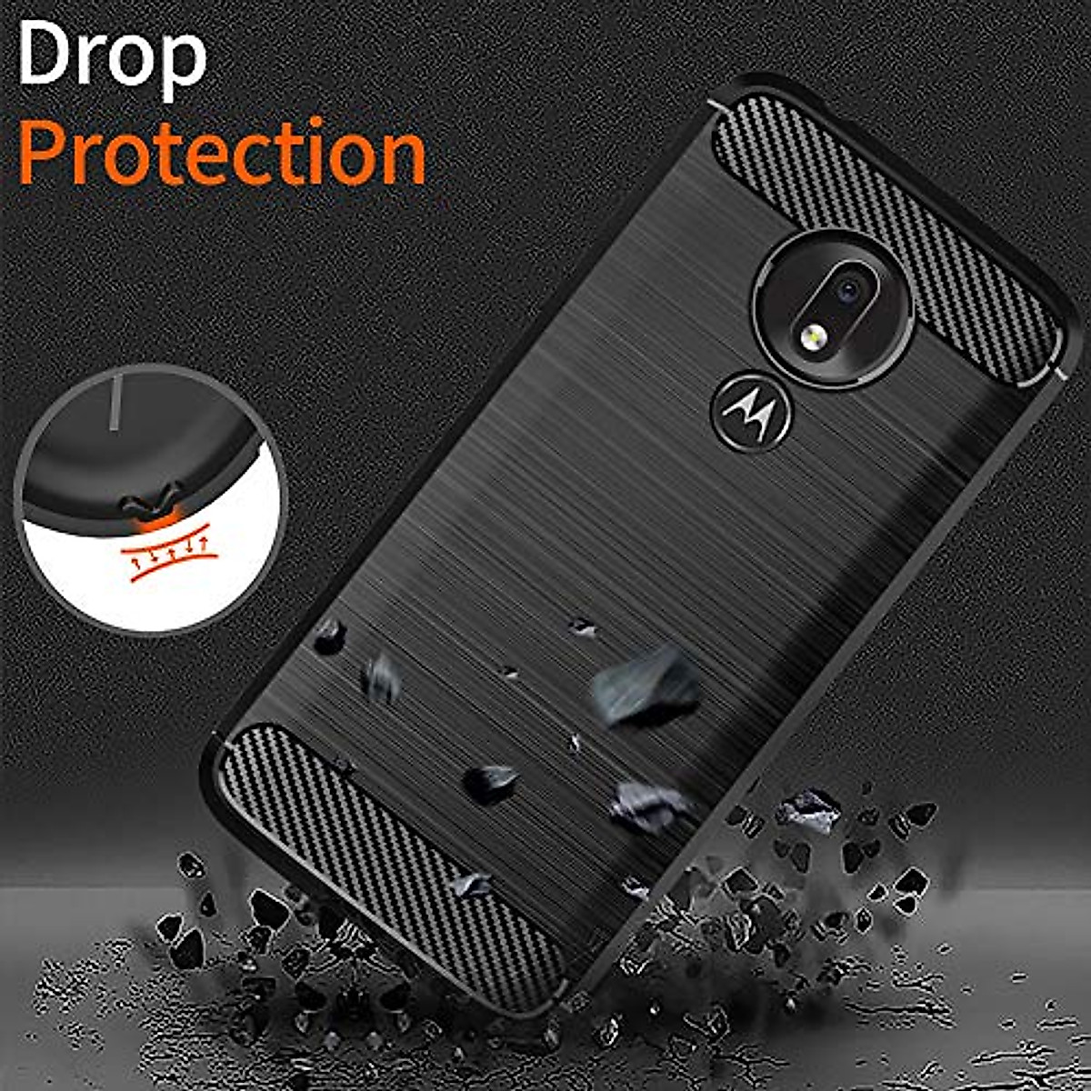 Moto G7 Power Case,Moto G7 Supra Case,Slim Soft Skin Silicone TPU Flexible Rubber Lightweight Shock Absorption Anti-Scratch Protective Case Cover for Motorola G7 Power,Brushed Black