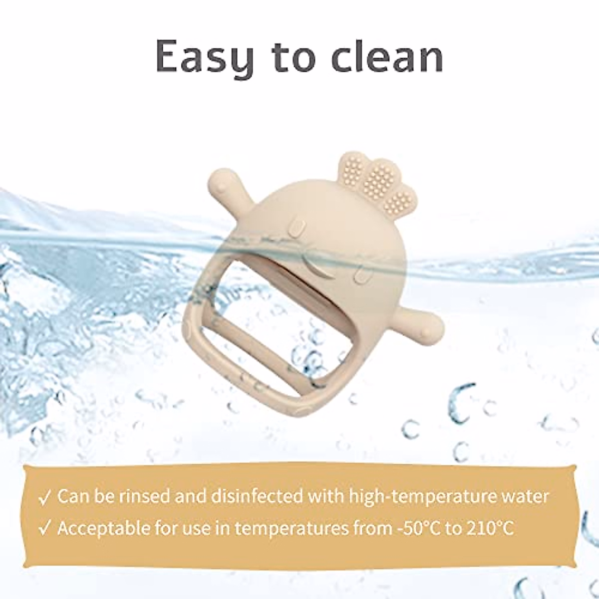 Smore Baby Silicone Teether Toy, Teether for Babies 0-6 Months, BPA Free, Anti Dropping Wrist Hand Teethers Baby Chew Toys, for Sucking Needs, for Soothing Teething Pain Relief (Beige)