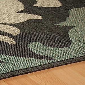 Superior Indoor Outdoor Area Rug, Perfect for Patio, Backyard, Playroom, Kitchen, Bedroom, Dining Room and Entryway, High-Traffic, Pet and Kid Friendly, Damask, Lowell Collection, 4' x 6', Brown Beige