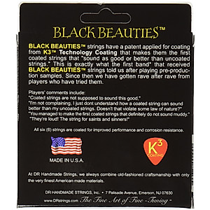 DR Strings Electric Guitar Strings, Black Beauties-Black Coated, 11-50 (BKE-11)