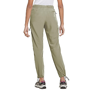 BALEAF Women's Hiking Pants Quick Dry Water Resistant Lightweight Joggers Pant for All Seasons Elastic Waist Light Green Size XS