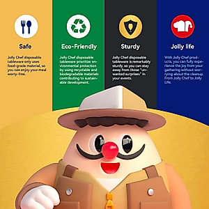 JOLLY CHEF Compostable Heavy Duty Plates 9 Inch [125 Pack] Eco-Friendly Disposable Natural Paper Plates Bagasse Biodegradable Bulk for Party Dinner Sugarcane Fibers Round 125 Count(White)