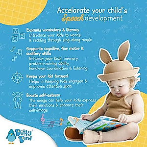 DITTY BIRD First 100 Words | Interactive Books for Toddlers 1-3 | Educational Sound Books for 1 Year Old with Songs, Sounds and Fun Facts | Improve Vocabulary Skills