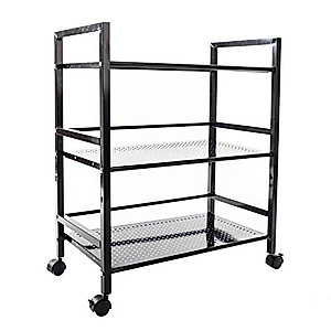 Black Rolling Storage Cart Utility Cart with Wheels Multipurpose Mobile Utility Storage Cart for Living Room Bathroom Kitchen Office Carts & Stands Utility Carts 60 x 32 x 75cm (L x W x H)