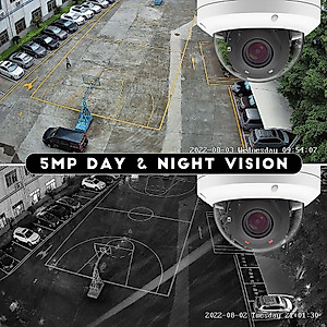 Inwerang Security 5.0MP H.265 POE IP PTZ Camera, 5X 2.7-13.5mm AF Lens, IP66 Waterproof Outdoor/Indoor Vandalproof Network Dome Camera, Audio in, 98ft Night Vision