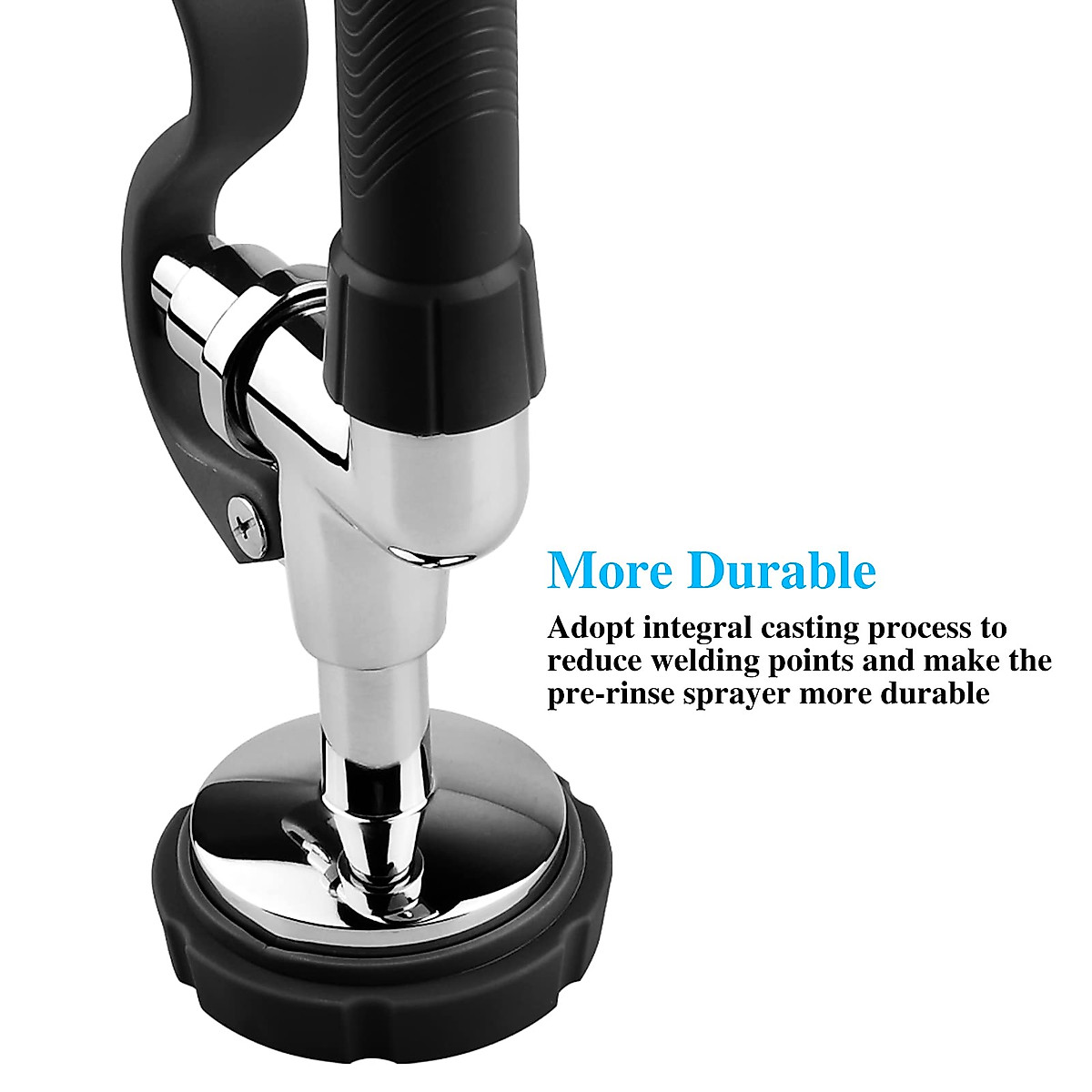 Spray Valve with 44" Flexible Stainless Steel Hose & Pre-Rinse Overhead Spring, Upgrade Universal Commercial Faucet Flexible Hose with Spray Head Replacement Kit