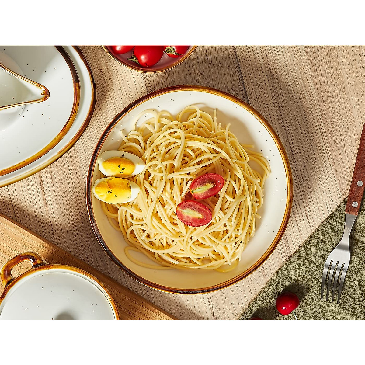 ONEMORE 30 oz Pasta Bowls and Ceramic Canisters Bundle