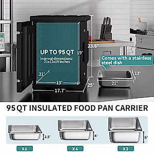 YITAHOME EPP Insulated Food Pan Carrier, 95 Qt Hot Box for Catering w/Stainless Steel Pan, Catering Food Warmer for 5 Full-Size Pans for Restaurant Family Gathering, Lightweight, High Performance