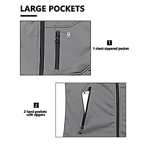 Little Donkey Andy Men's Lightweight Softshell Vest, Windproof Sleeveless Jacket for Travel Hiking Running Golf Gray XL