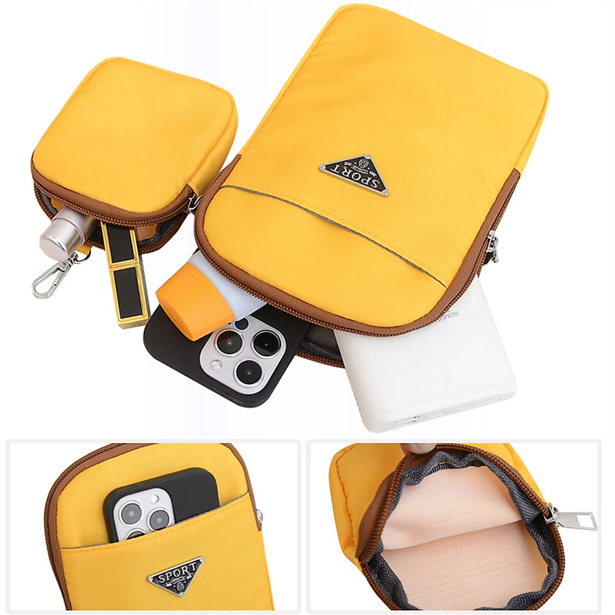 Valentoria Small Crossbody Bag Cell Phone Purse Womens Small Travel Messenger Wallet Casual Sport Daypack Zipper Coin Pouch Lightweight (Yellow)