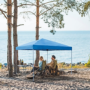 Smartxchoices Pop Up Canopy Tent - 10 x 10 FT Instant Outdoor Canopy with Wheeled Carry Bag, 4 Ropes, Straight Legs, Stakes,Height Adjustable Outdoor Tent Sun Protection Beach Shelter