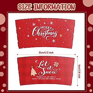 Christmas Coffee Tea Cup, Double-layer Paper Sleeves Fit 12 and 16oz Disposable Cup Paper for Hot Chocolate Coffee Tea or Cold Beverage (Stylish Style, 36 Pieces)