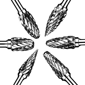 Carbide Burr Set, Die Grinder Bits, 20 Pcs 1/8" Shank Double Cut Tungsten Carbide Rotary Burrs Set Compatible with Dremel for Metal Carving Wood Working Engraving Polishing