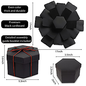 Koogel Explosion Gift Box, Handmade Exploding Photo Album Preassembled Surprise Picture Pop Up Love Box with Creative DIY Scrapbooking Accessories for Anniversary Birthday Wedding Memory Party