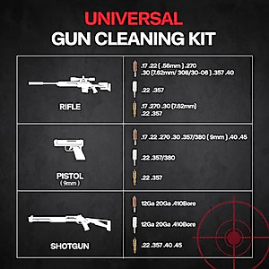 Laziiey Universal Gun Cleaning Kit, Rifle Cleaning Set with Reinforced Brass Rods, Brass Jags and Brass Slotted Tips